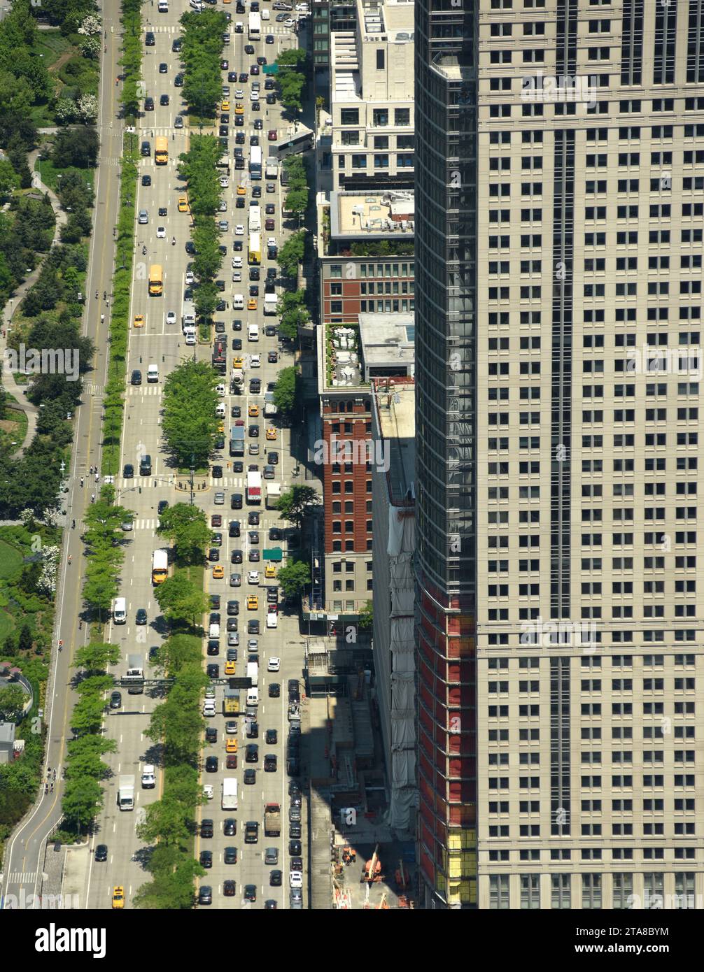 View from skyscrapers on the streets of New York City. Top view on the ...