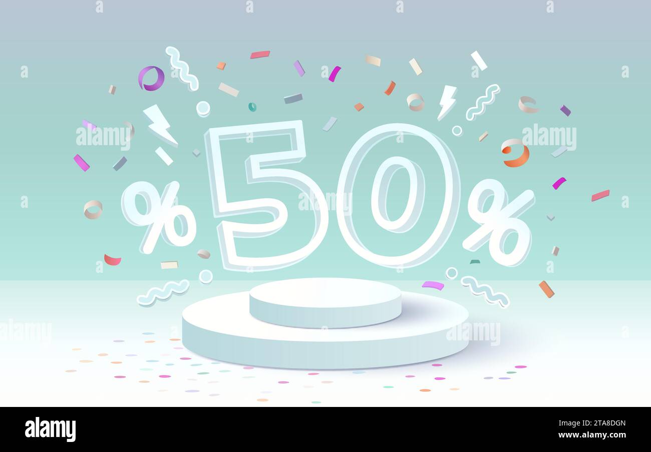 Podium percentage 50 gift, discount banner offer. Vector Stock Vector ...