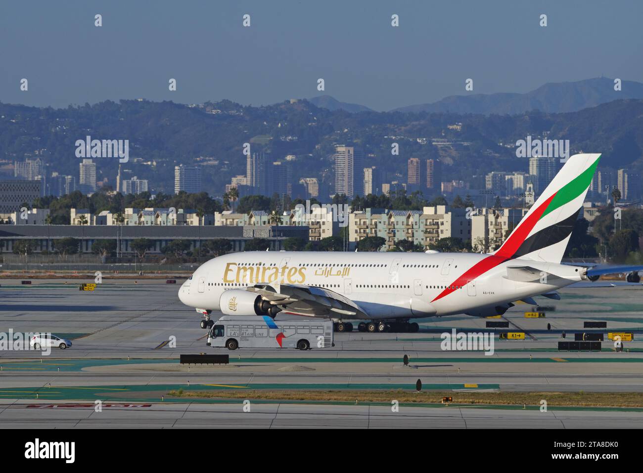 Emirates Airlines Airbus A380 with registration A6-EVK shown taxiing at ...