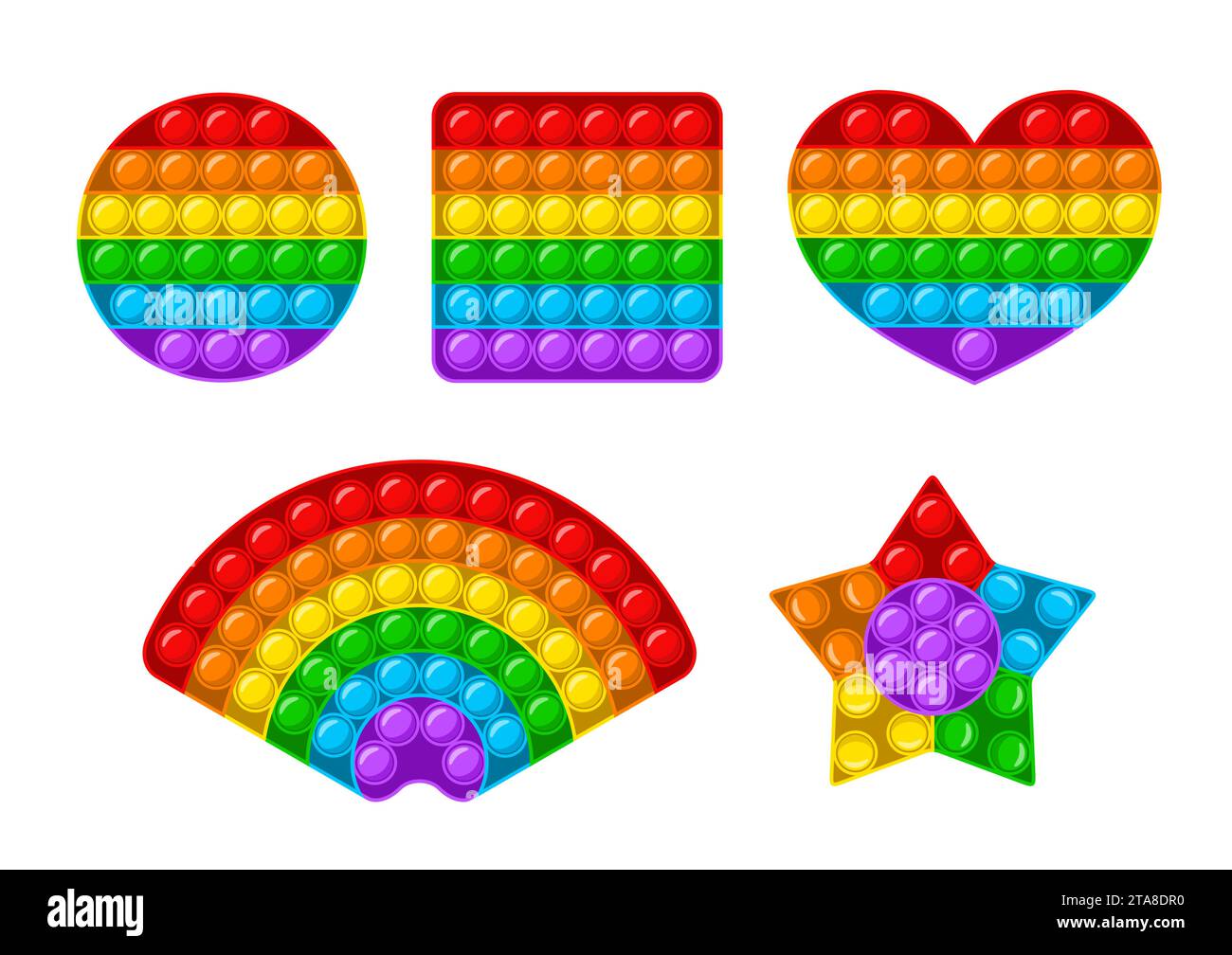 Pop it fidget set, Trendy antistress sensory toy isolated on white ...