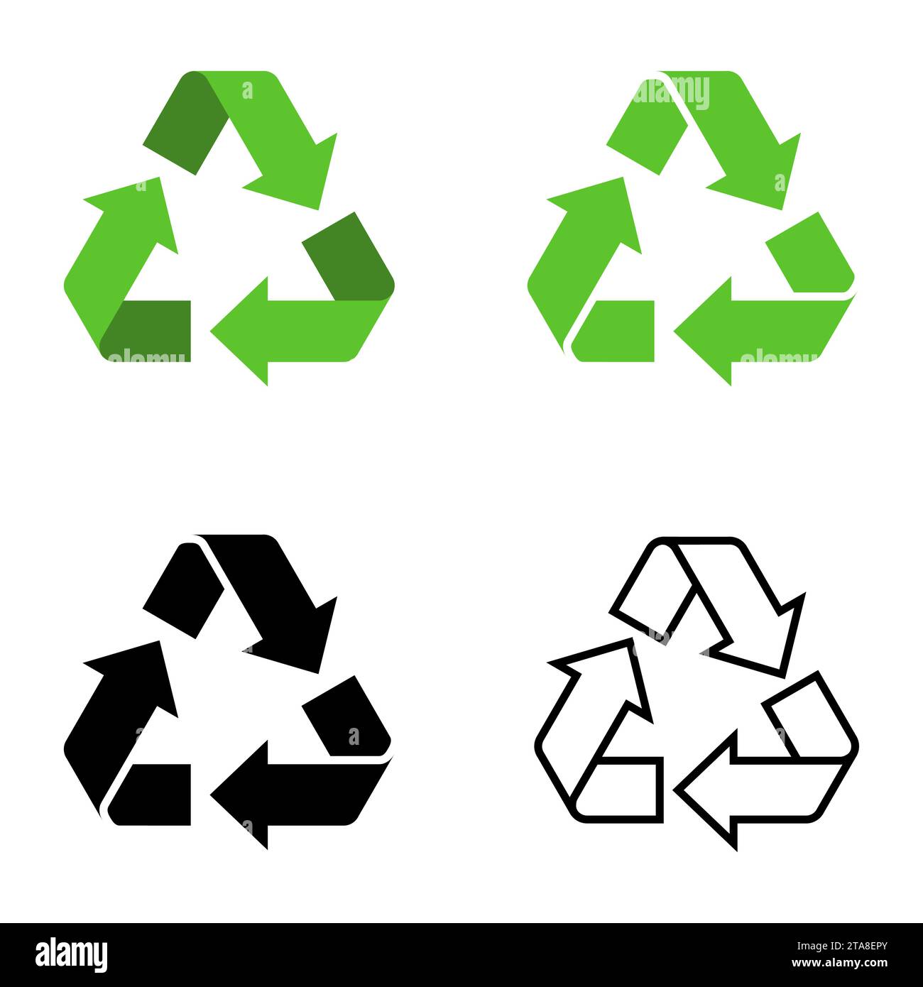 Recycling icons set isolated on white background. Arrow that rotates ...