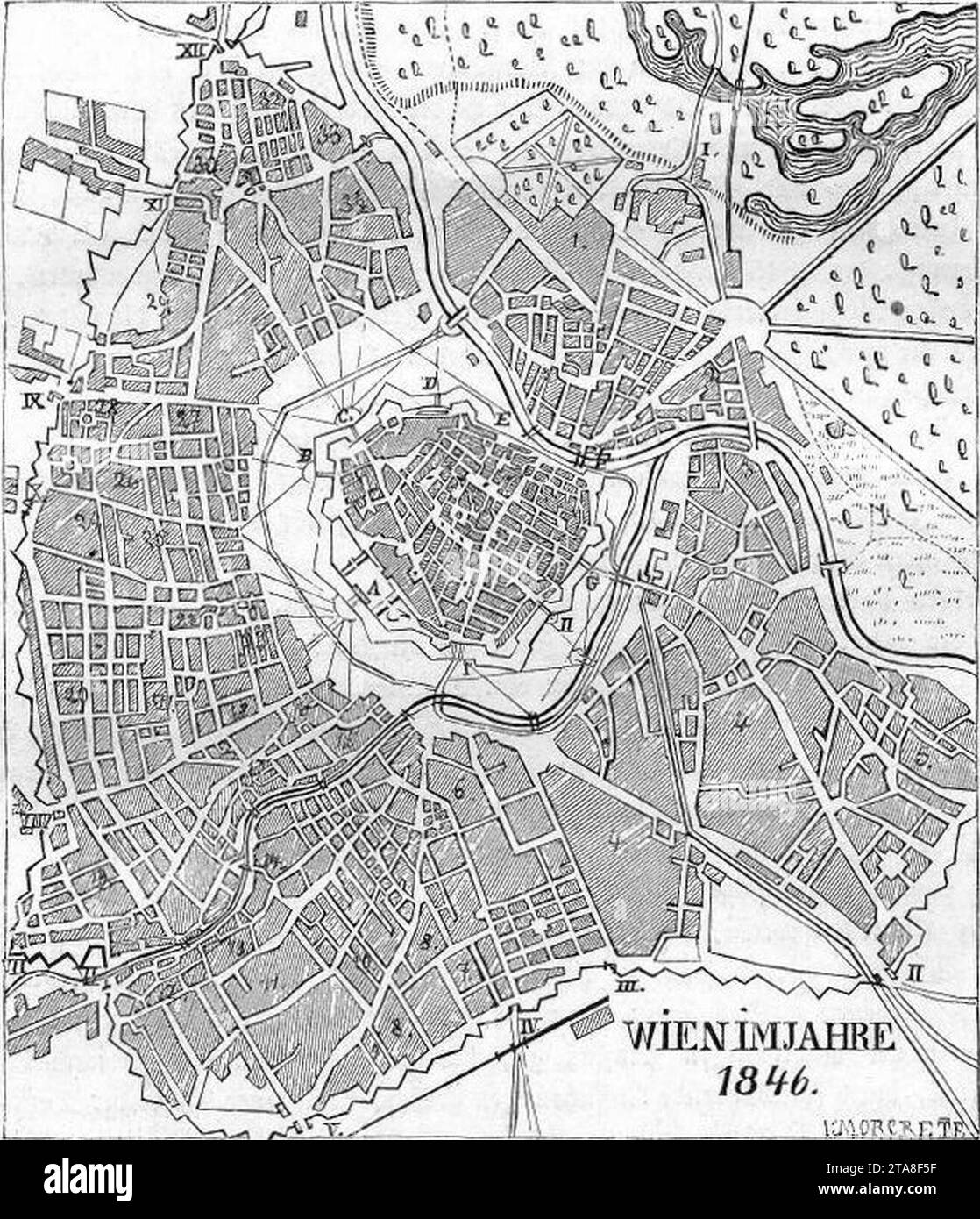 Vienna Map in 1846 Stock Photo - Alamy
