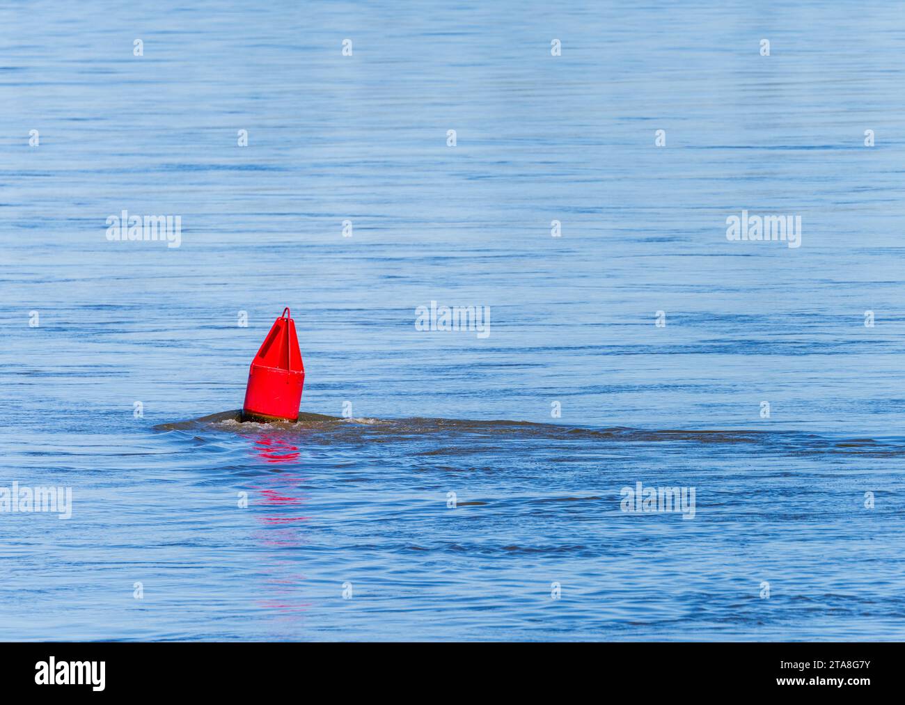 Low water levels in the lower Mississippi river with red navigation ...