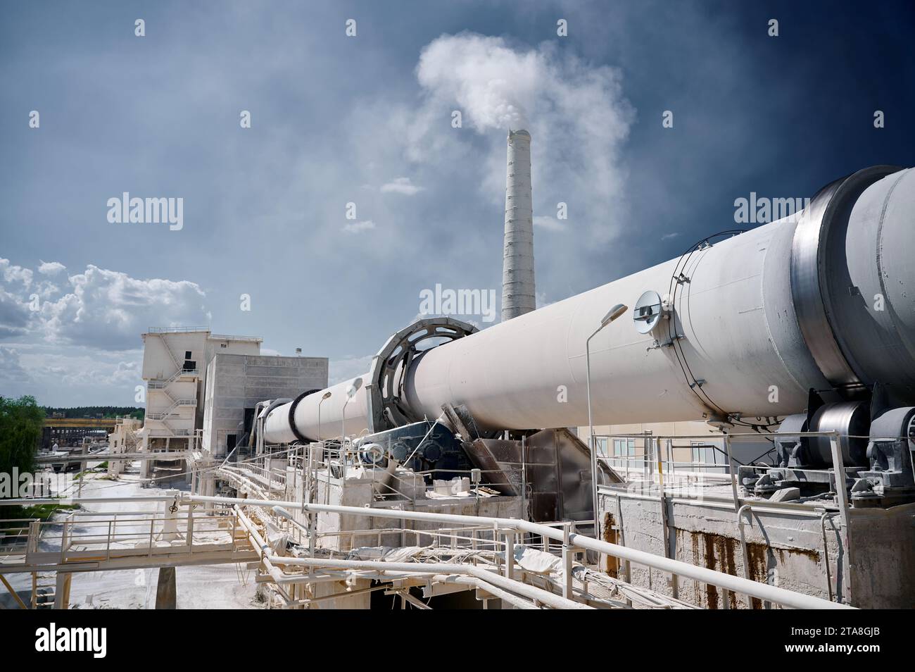 Tubular rotary furnace at plant of limestone production Stock Photo - Alamy