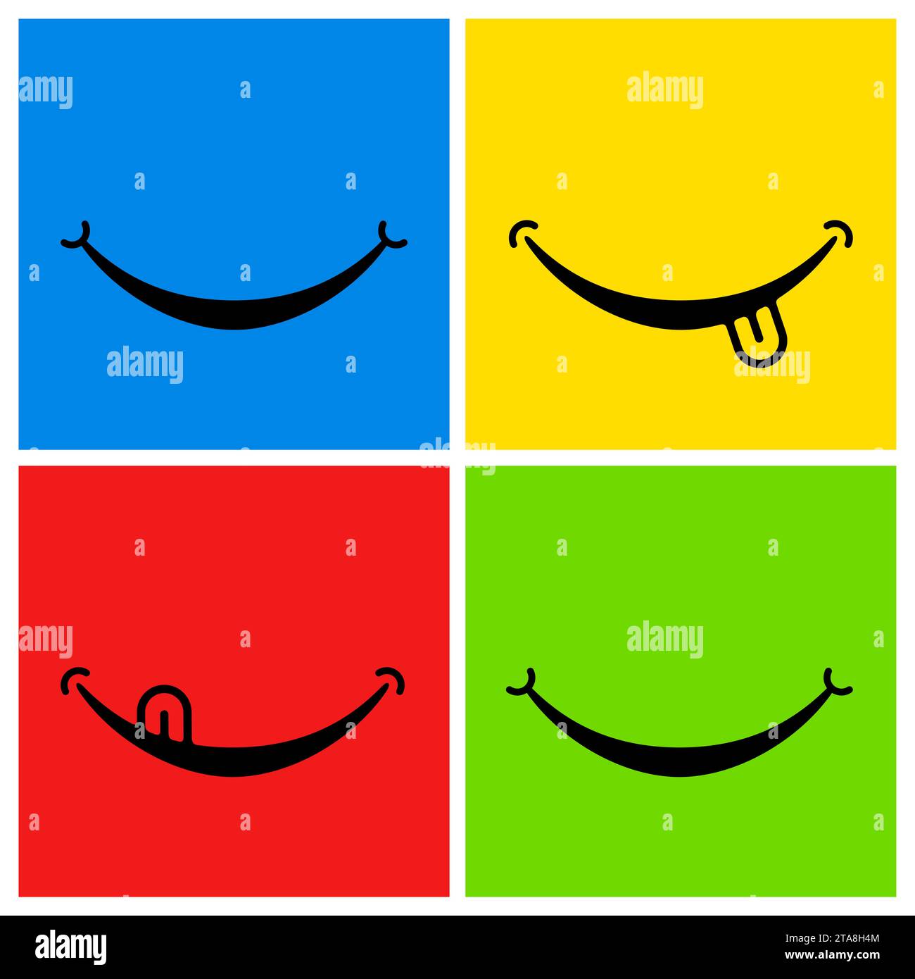 Smile icon set on colorful background. Smile concept vector ...