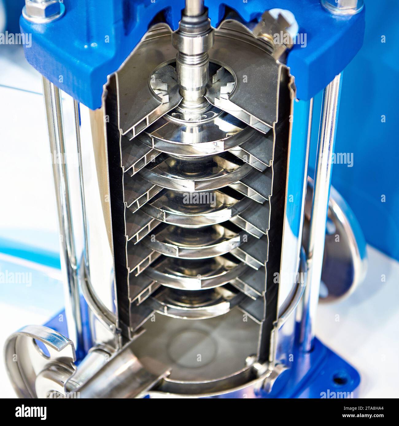 Vertical multistage water pump cross section on exhibition Stock Photo ...