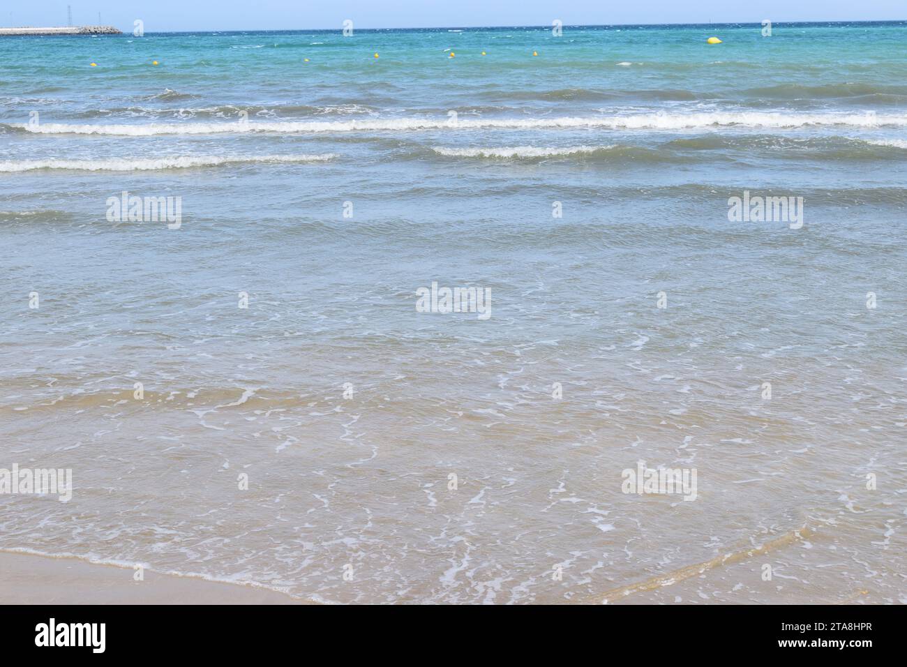 non edited photo of peaceful water horizon and sand composition. useful ...