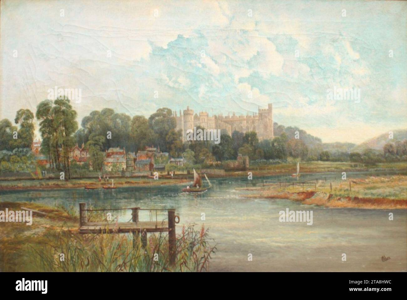 View across the river Arun with Arundel castle in the background ...