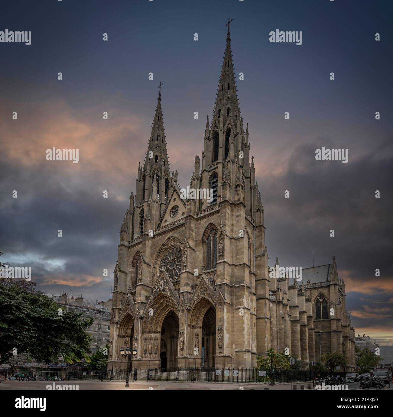 Paris, France - 11 18 2023: Saint Clotilde Basilica. View the facade of ...