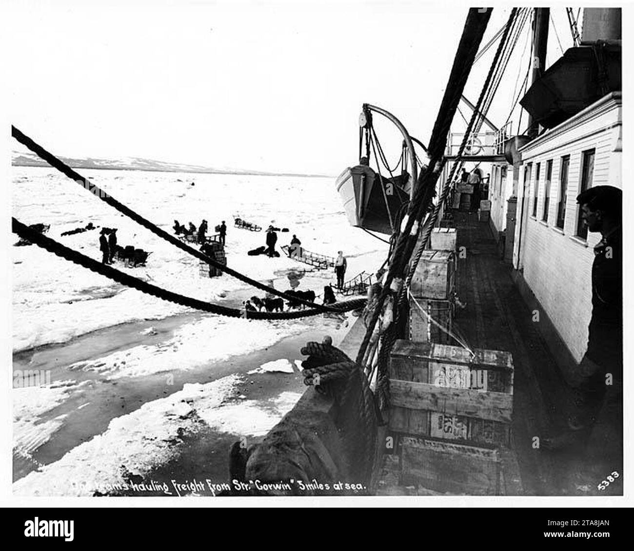 View from aboard the Steamship Steamer CORWIN off of Nome showing ...
