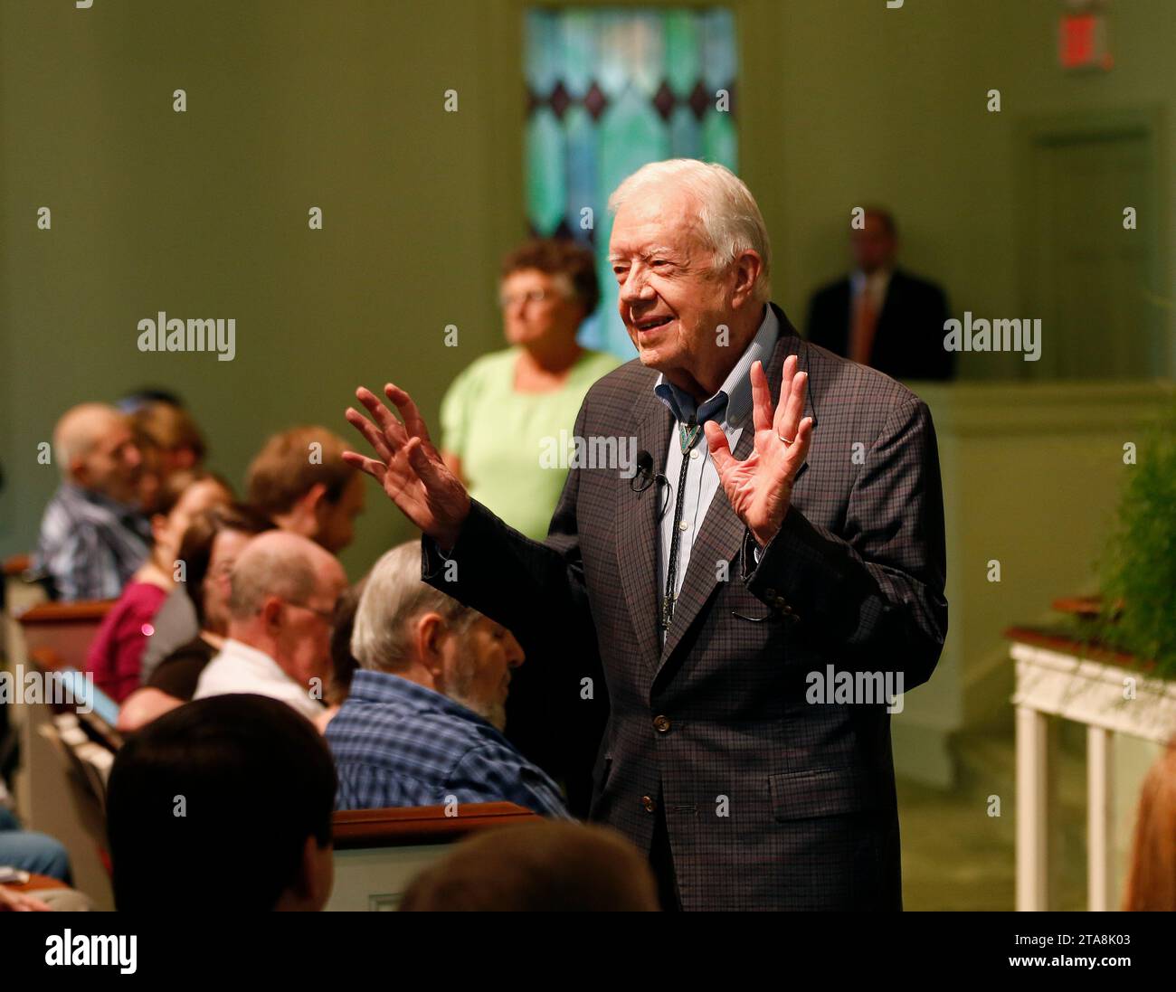 Former President Jimmy Carter welcomes visitors to Maranatha Baptist ...