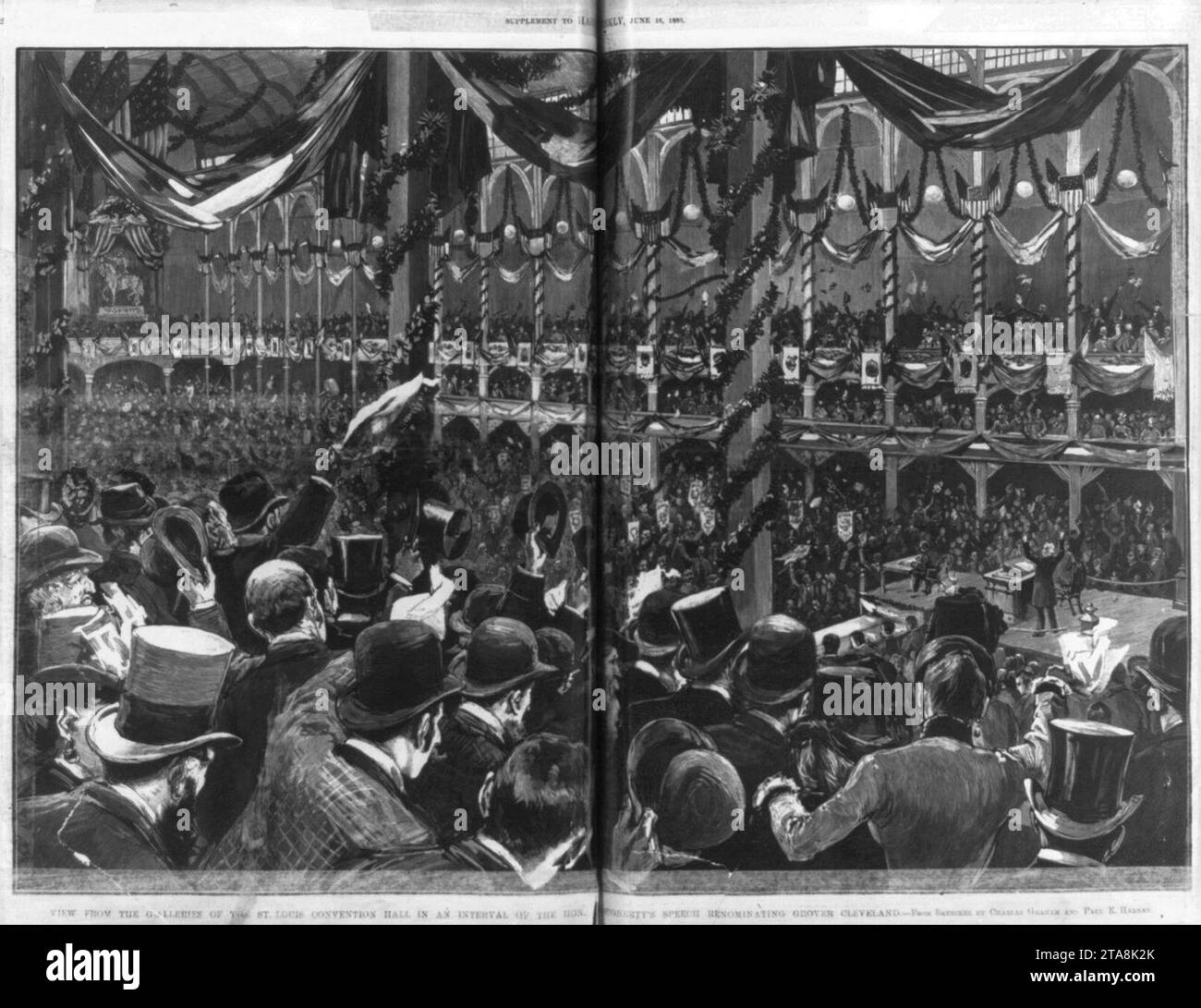 View from the galleries of the St. Louis Convention Hall, during speech ...