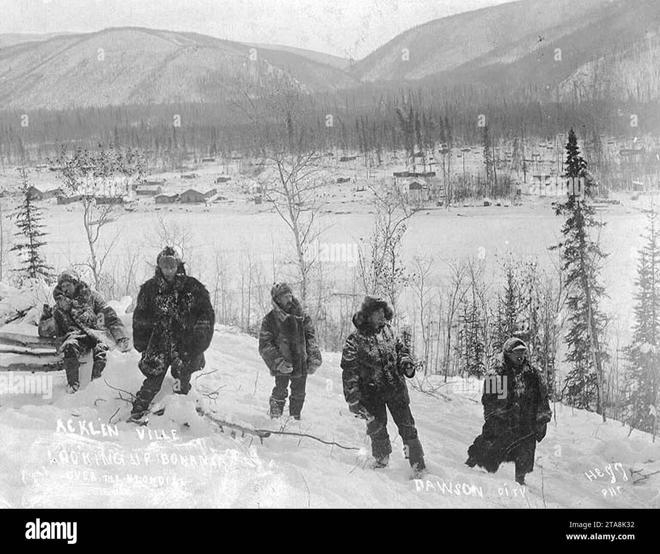 View from the Acklen family log cabin of the Klondike River and Bonanza ...
