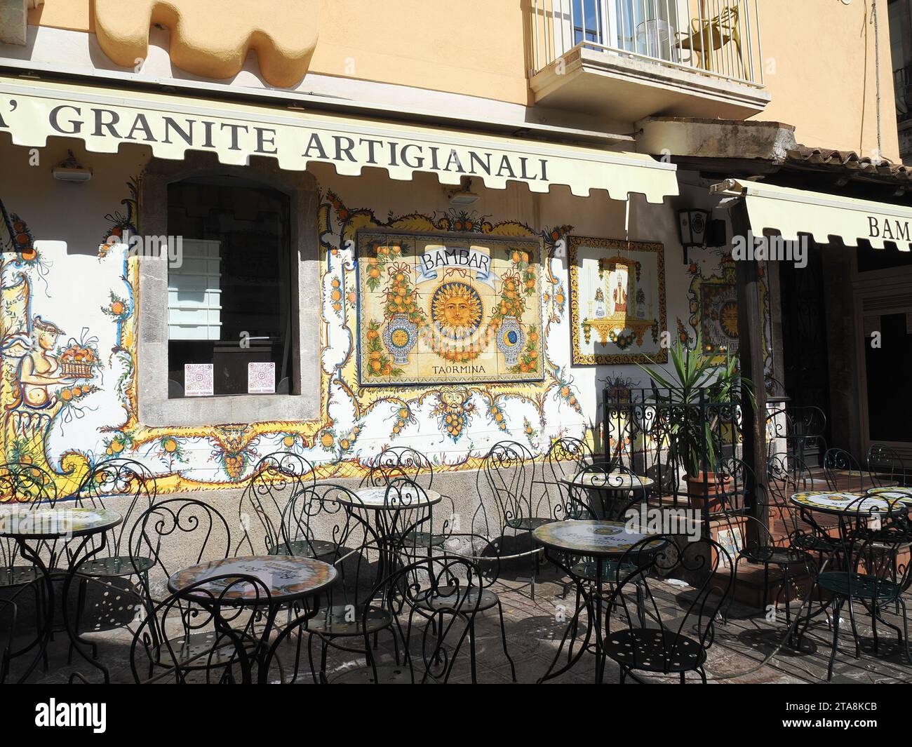 Bam Bar, Bambar, small cafe-bar, coffee shop, Taormina, Messina, Sicily ...