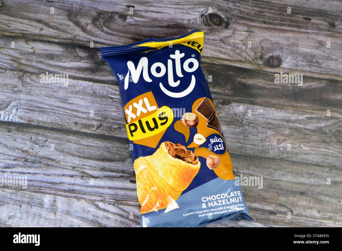 Cairo, Egypt, November 6 2023: Molto XXL plus chocolate and hazelnuts ...