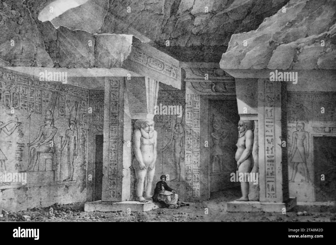 View inside the first rock cut chamber of B 300 as it was in 1821 by ...