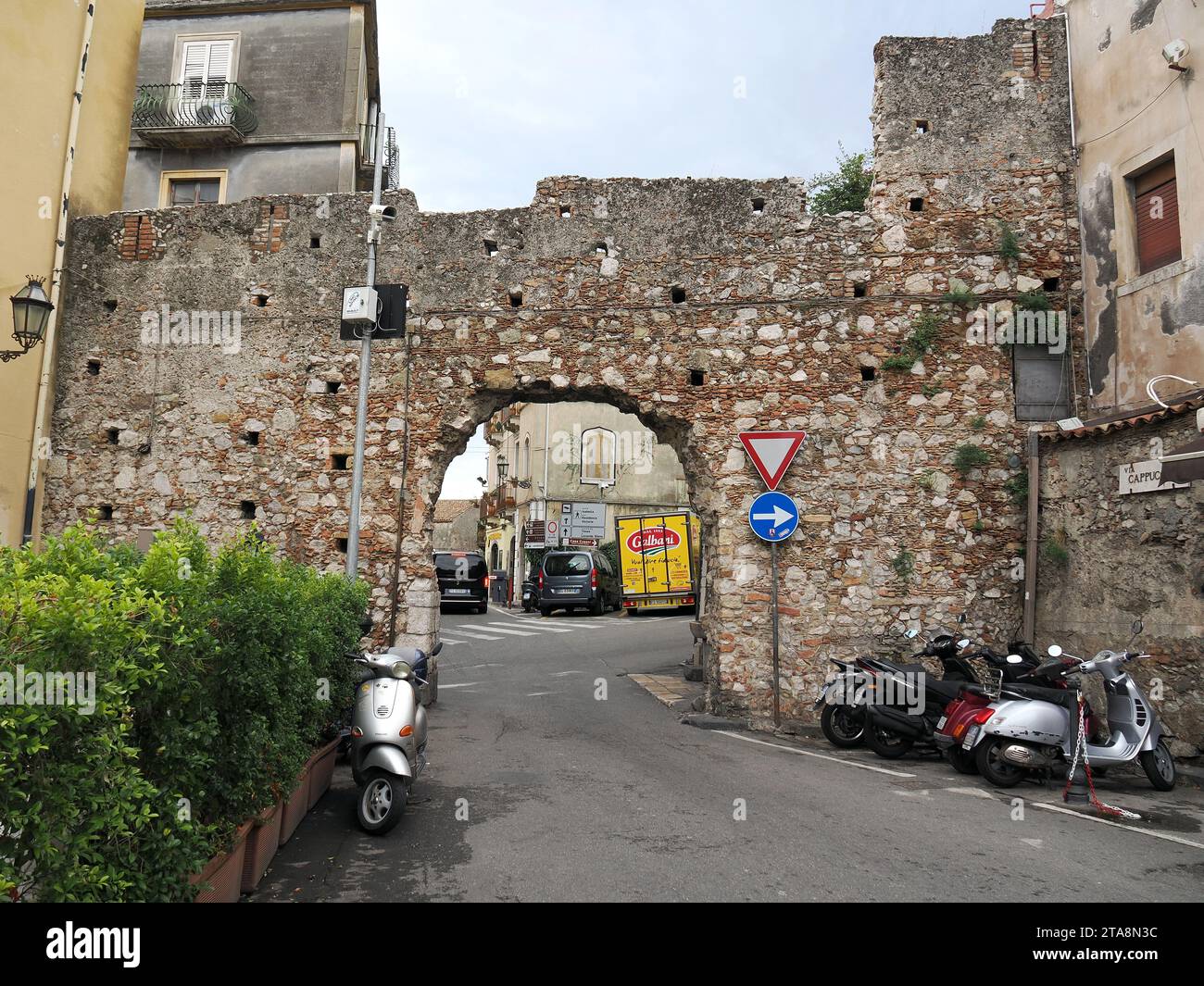 Porta dei Cappuccini, city gate, Taormina, Messina, Sicily, Sicilia ...