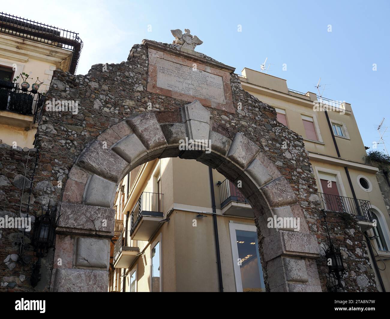 Porta Messina, city gate, Taormina, Messina, Sicily, Sicilia, Italy ...