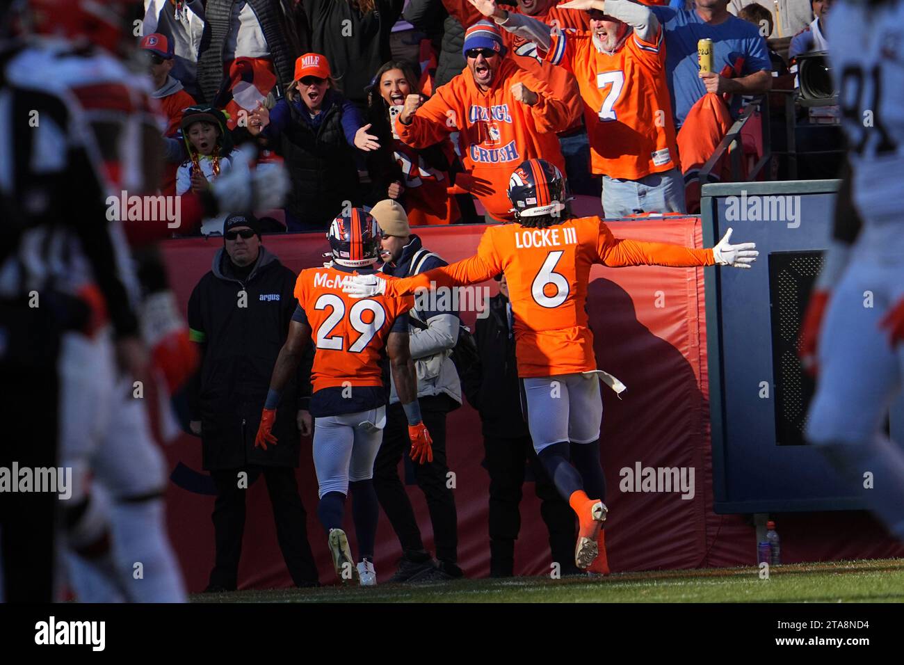 Denver Broncos cornerback Ja'Quan McMillian (29) and Denver Broncos ...
