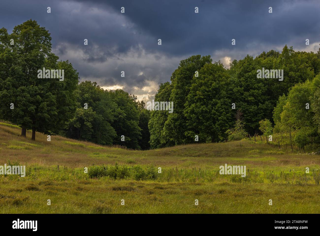 Clearing storm over a farmer's field in northern Wisconsin Stock Photo ...