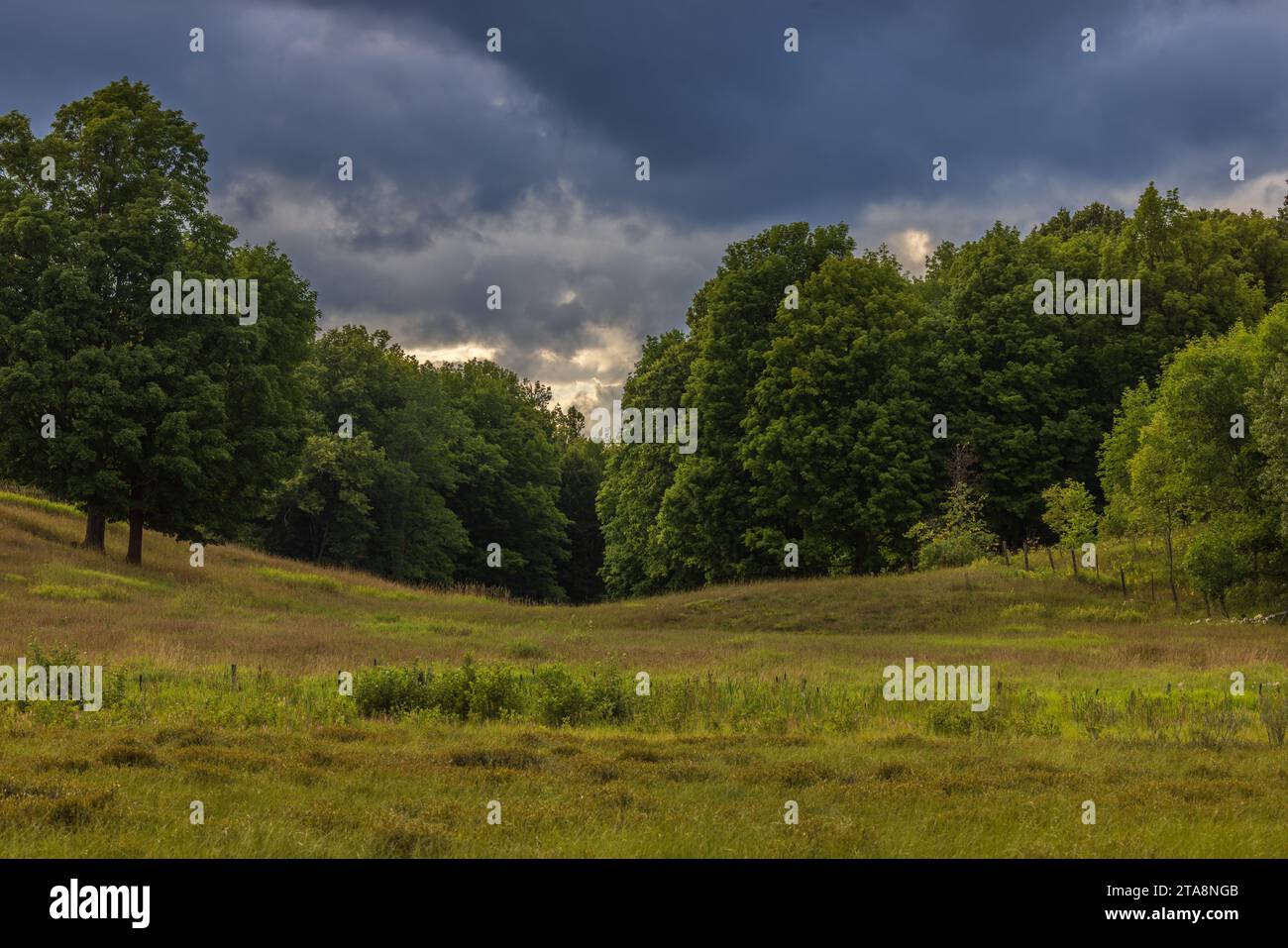 Clearing storm over a farmer's field in northern Wisconsin Stock Photo ...