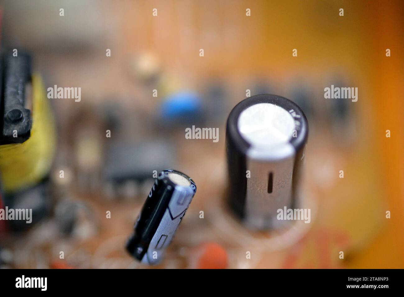 interiors of a satellite receiver with the power board and main board ...