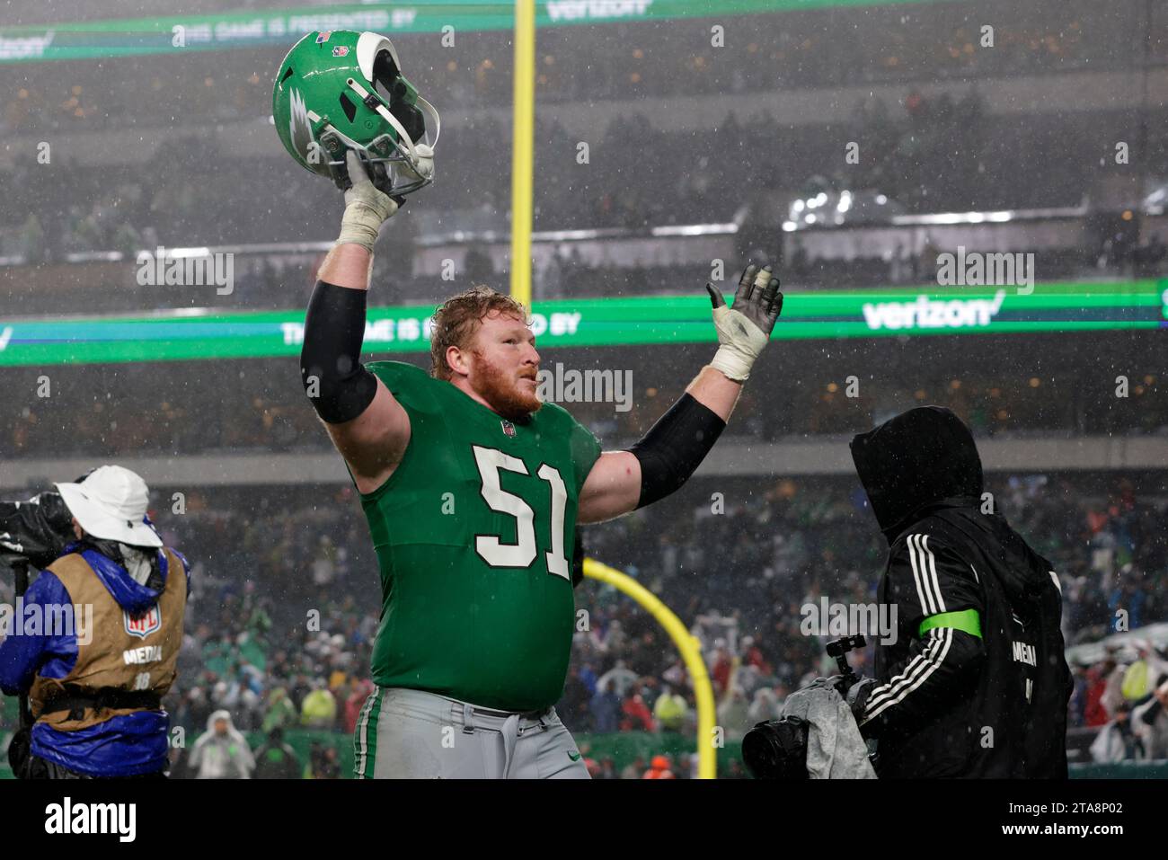 Philadelphia Eagles center Cam Jurgens (51) celebrates the team's ...