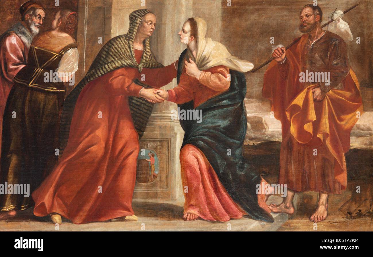 VICENZA, ITALY - NOVEMBER 5, 2023: The painting of Visitation in the ...