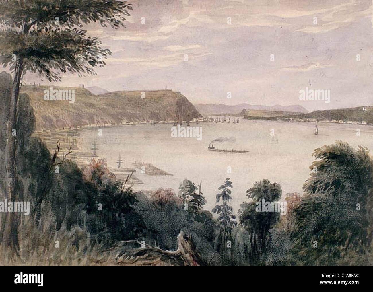 View of Cape Diamond and Wolfe s Cove, Quebec from Point à Piseau Stock ...