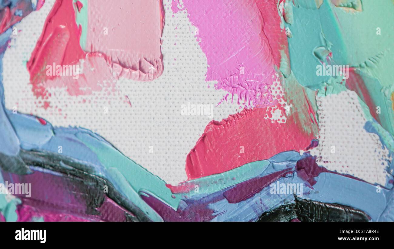 Closeup of a painting by oil and palette knife. Highly-textured, high ...