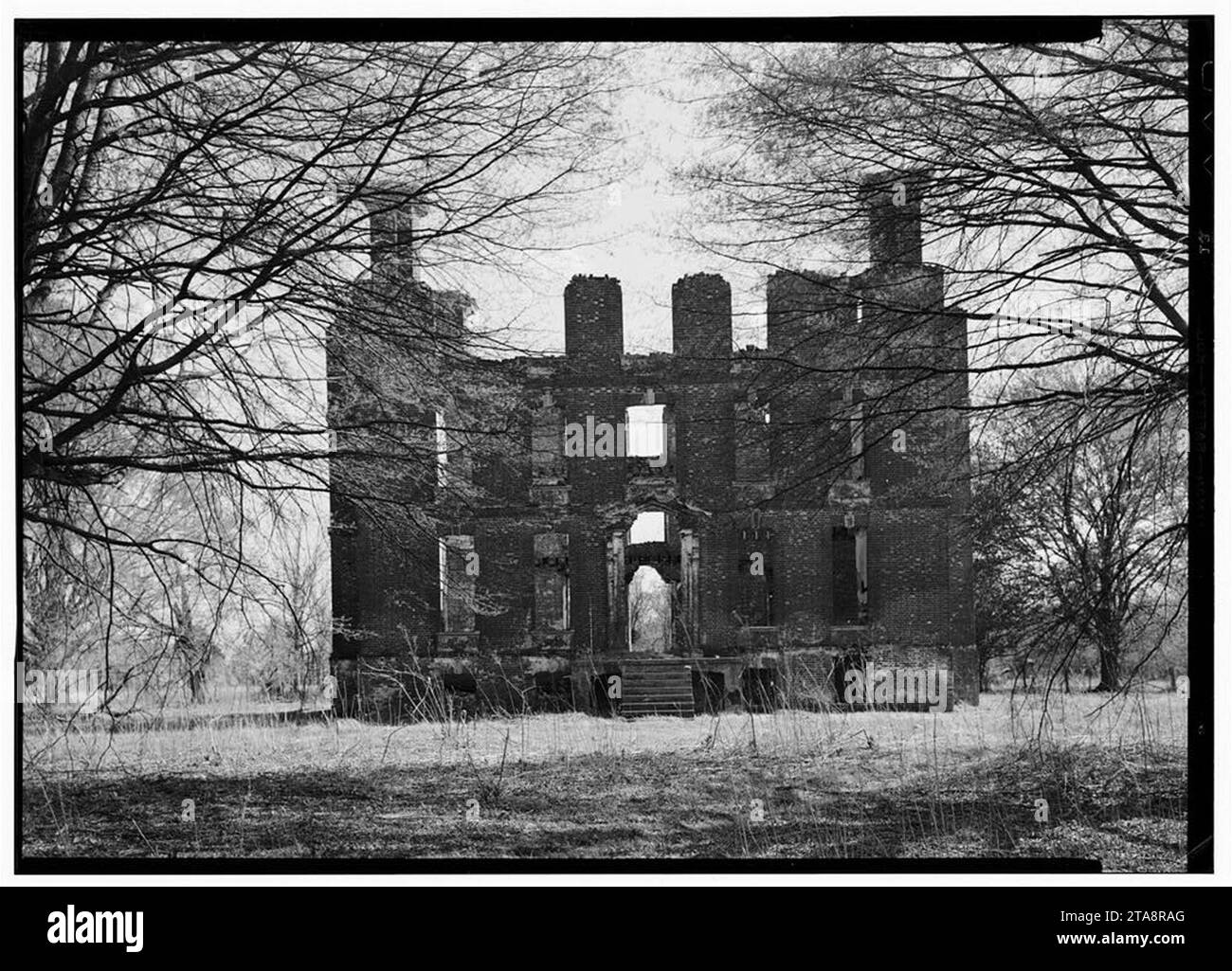 View of exterior facade ruins of Rosewell Plantation Gloucester County ...