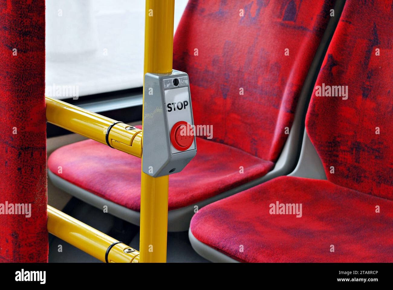 Interior of empty modern european city bus Stock Photo - Alamy