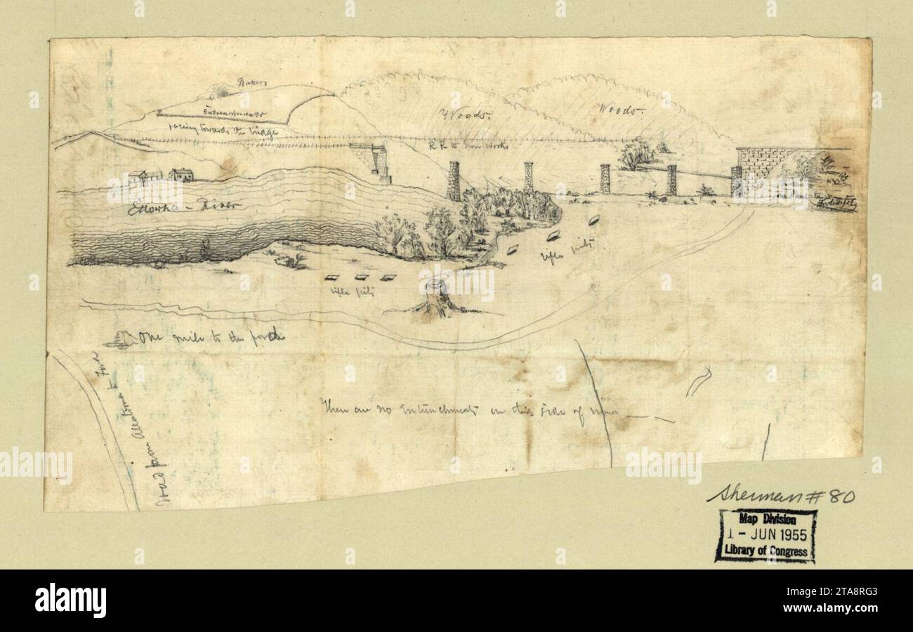 View of fortifications near the ruins of the Western and Atlantic ...