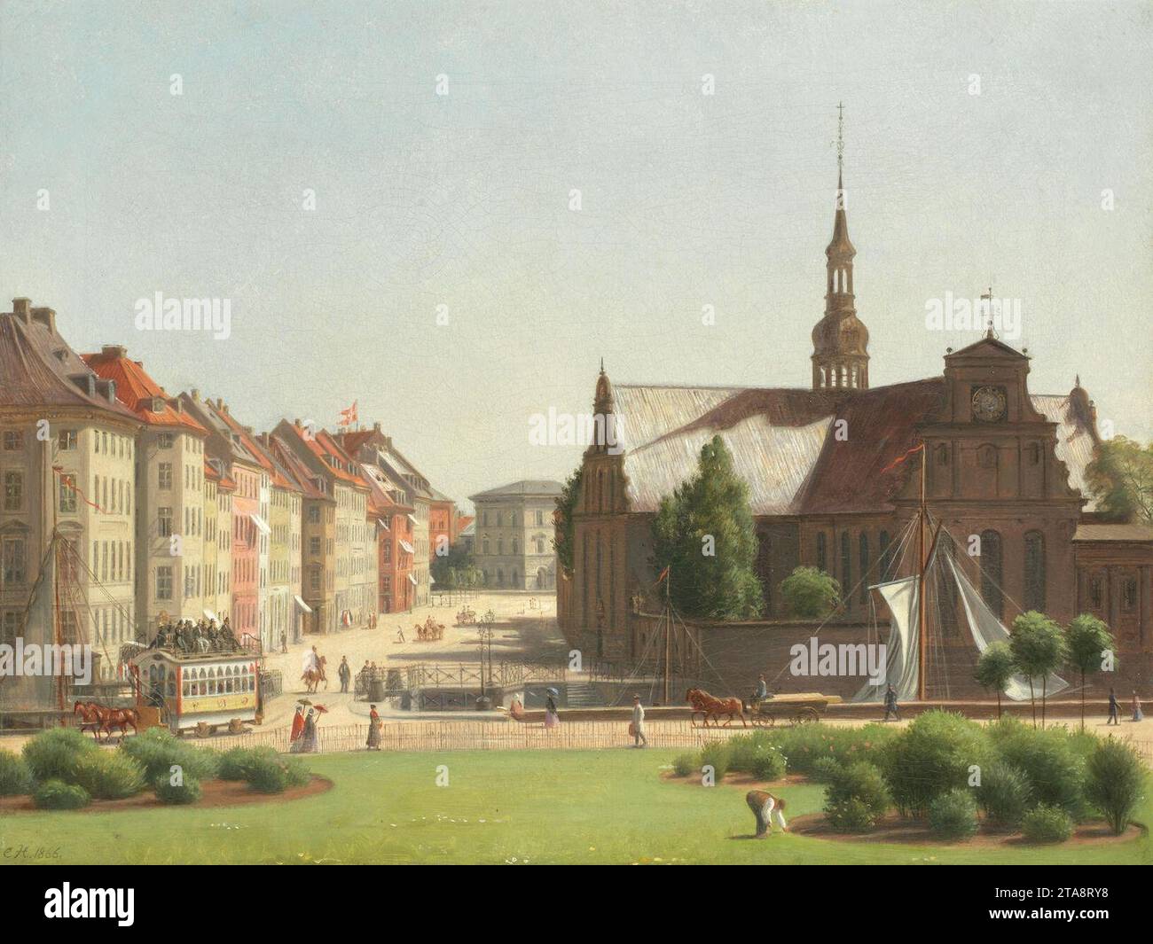 View of Holmens Kirke from Christiansborg (Constantin Hansen Stock ...