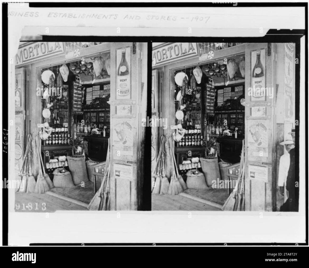 View of interior of grocery store, from outside, Guayaquil, Ecuador ...