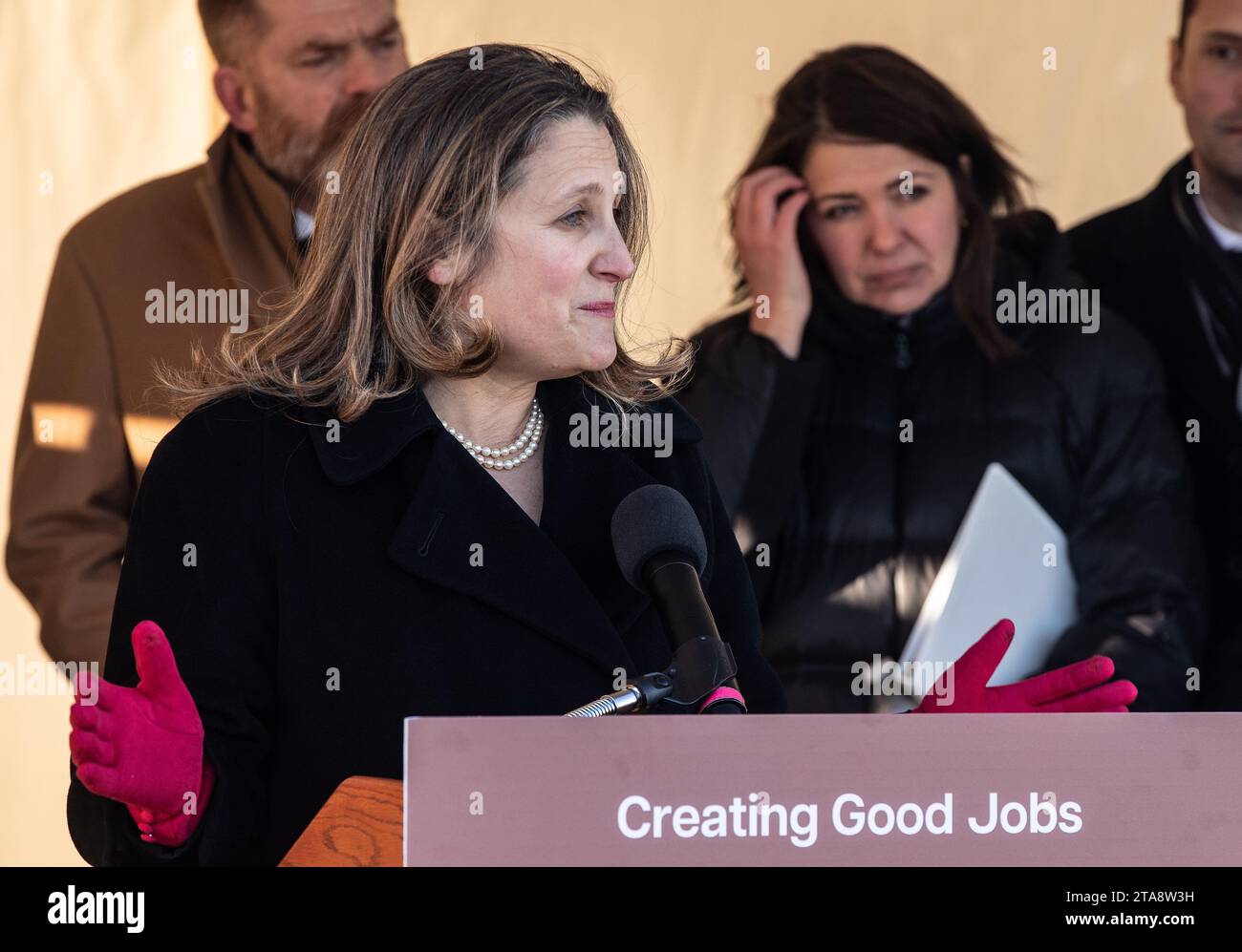 Deputy Prime Minister Chrystia Freeland speaks at the Dow Chemical announcement, that will ...