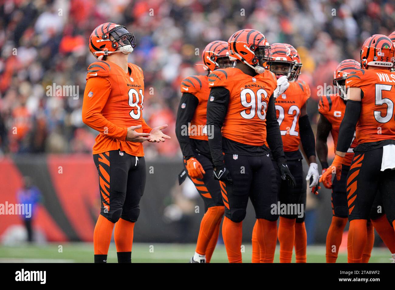 Cincinnati Bengals defensive end Trey Hendrickson (91) gestures during ...