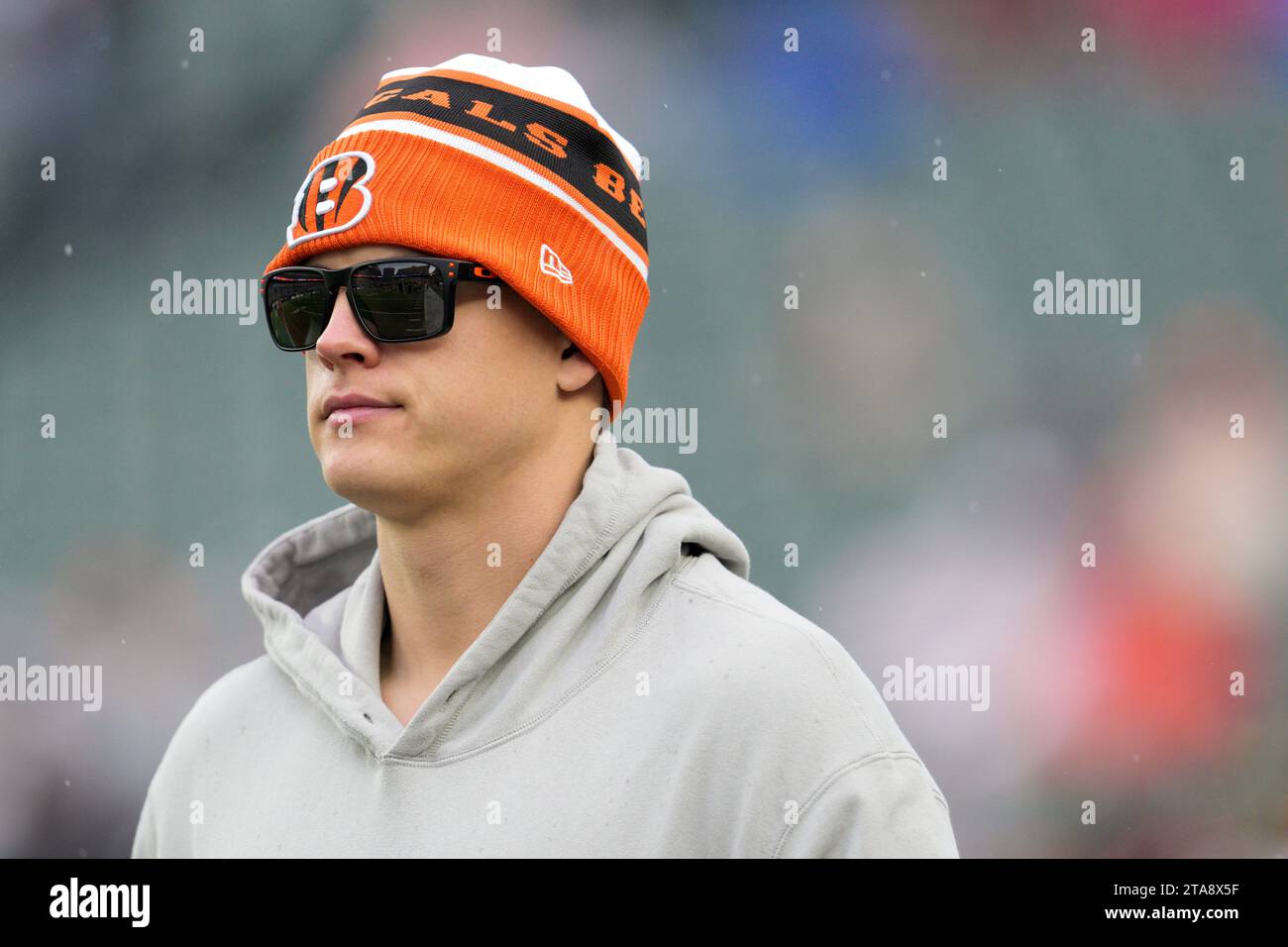 Cincinnati Bengals' Joe Burrow walks on the field prior to an NFL ...