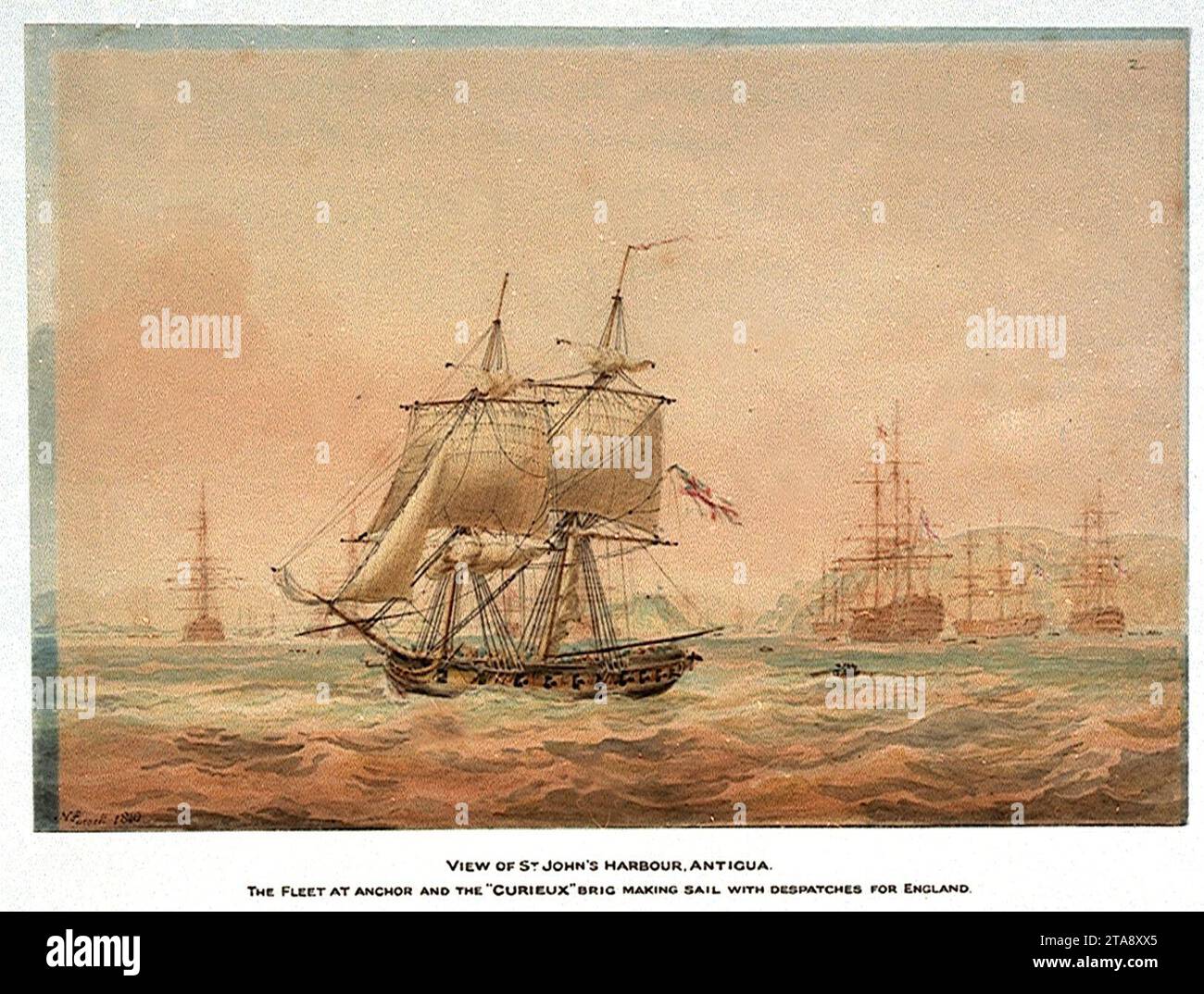 View of St John's Harbour, Antigua; the fleet at anchor and the ...