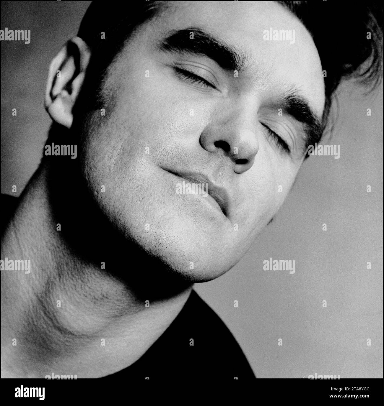 Black & white head & shoulders portrait of legendary rockstar, singer ...