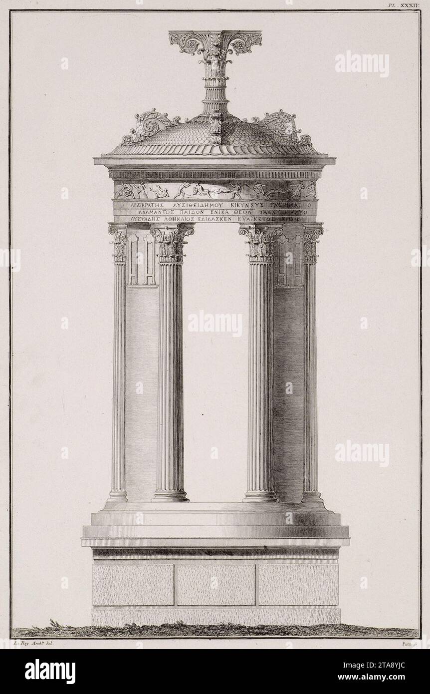 View of the Choregic monument of Lysicrates - Le Roy Julien David ...