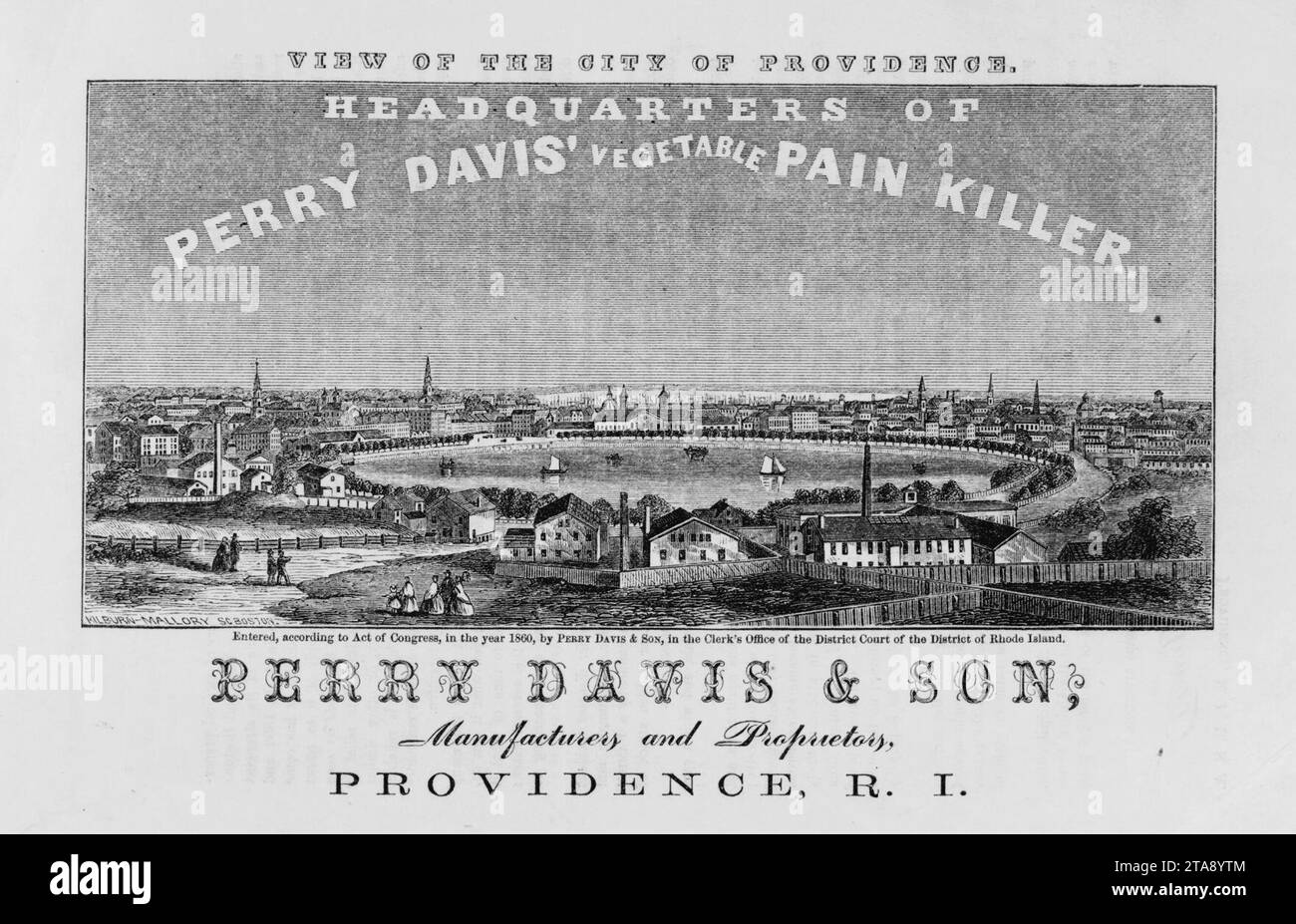 View of the City of Providence. Headquarters of Perry Davis' Vegetable ...