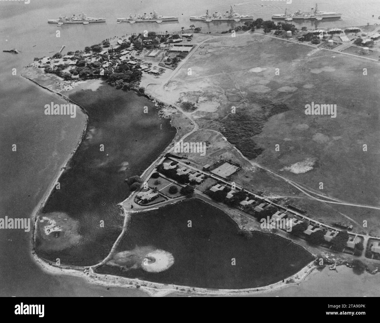 View of the new fill-in at the north-west end of Ford Island c1940 ...