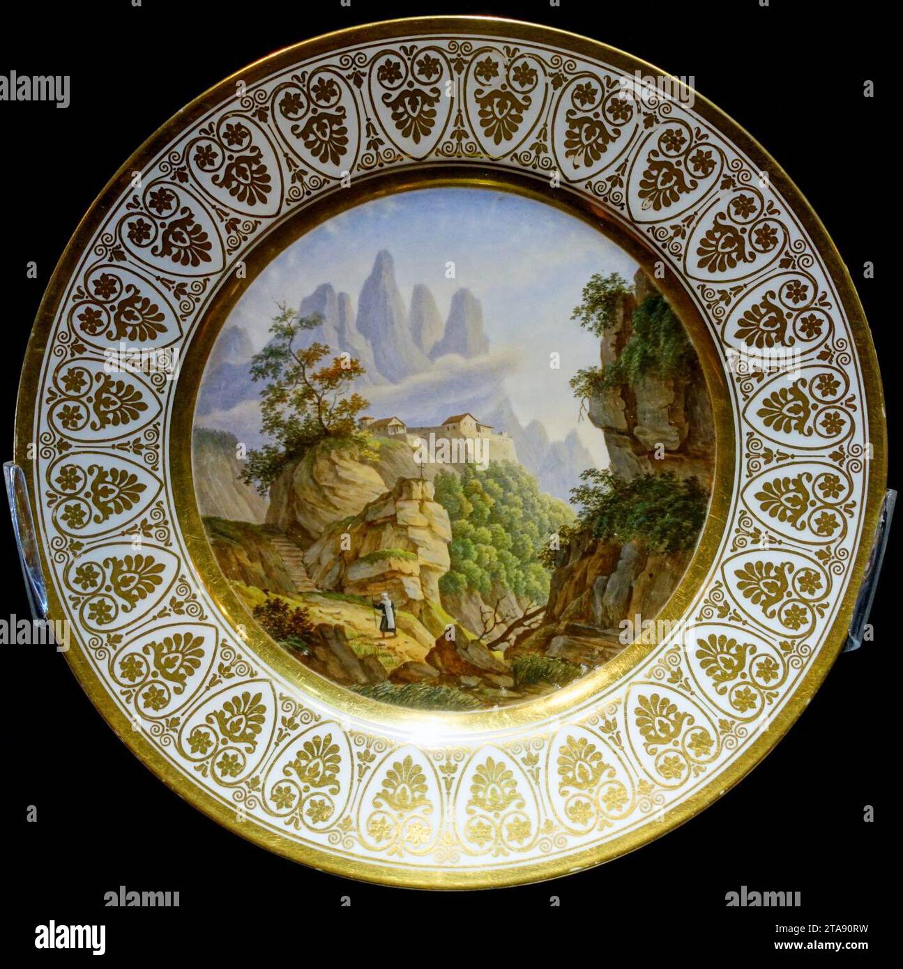 View of the Monastery of Montserrat, plate, painted by Louis-Albert ...