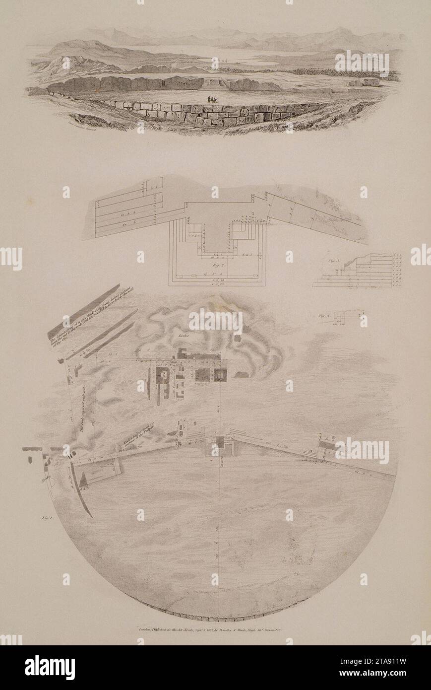 View of the Pnyx Plan and section plan of the bema, the orator's podium ...