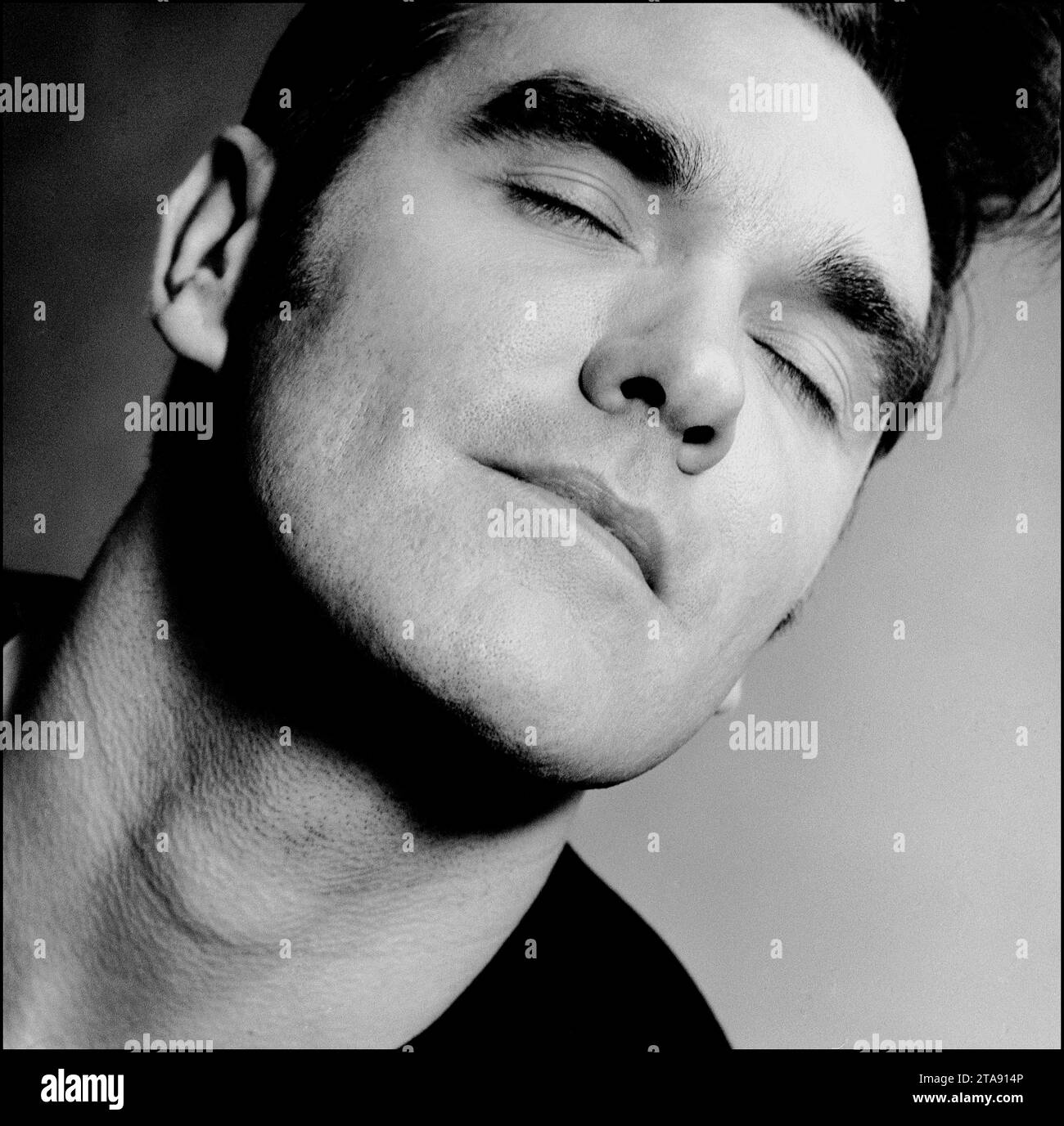 Black & white head & shoulders portrait of legendary rockstar, singer ...