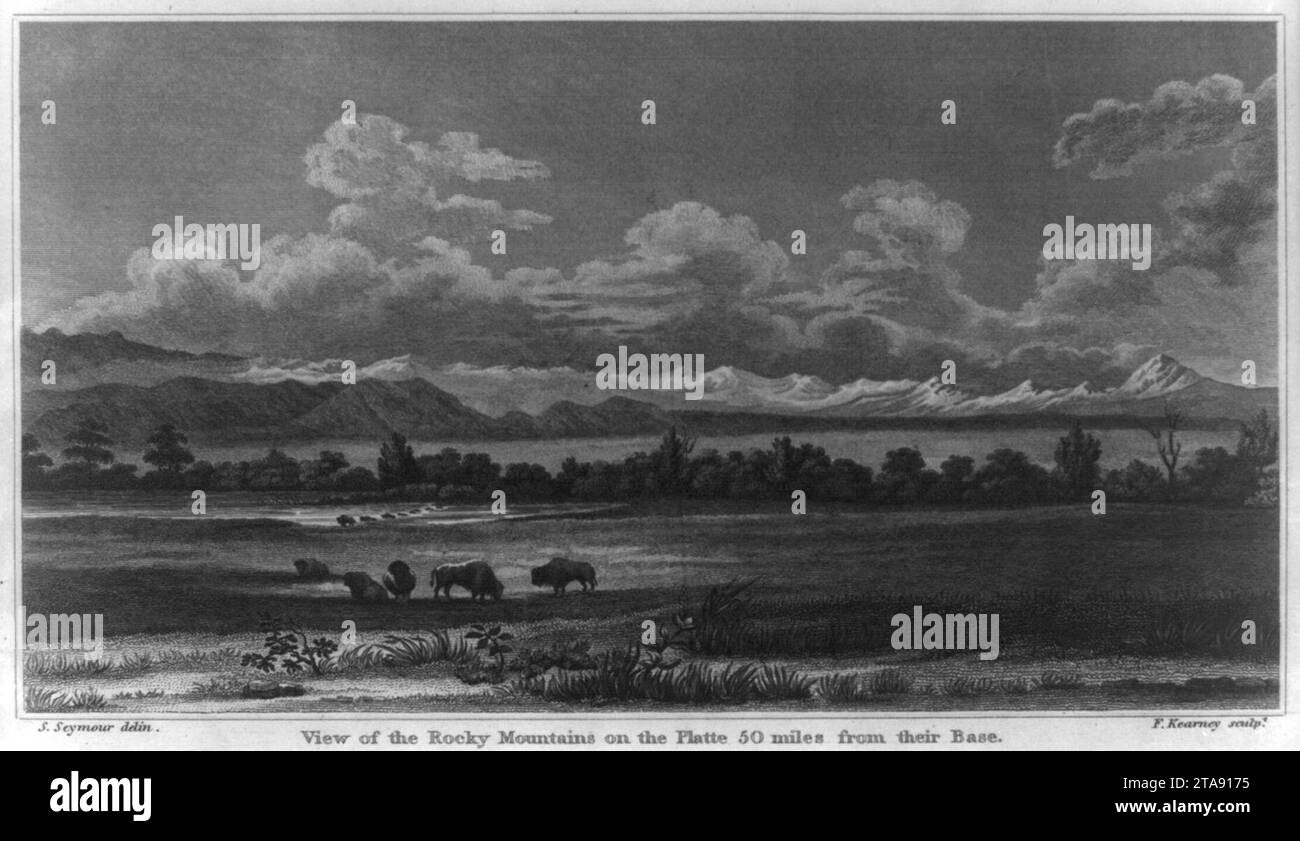 View of the Rocky Mountains on the Platte 50 miles from their base - S ...