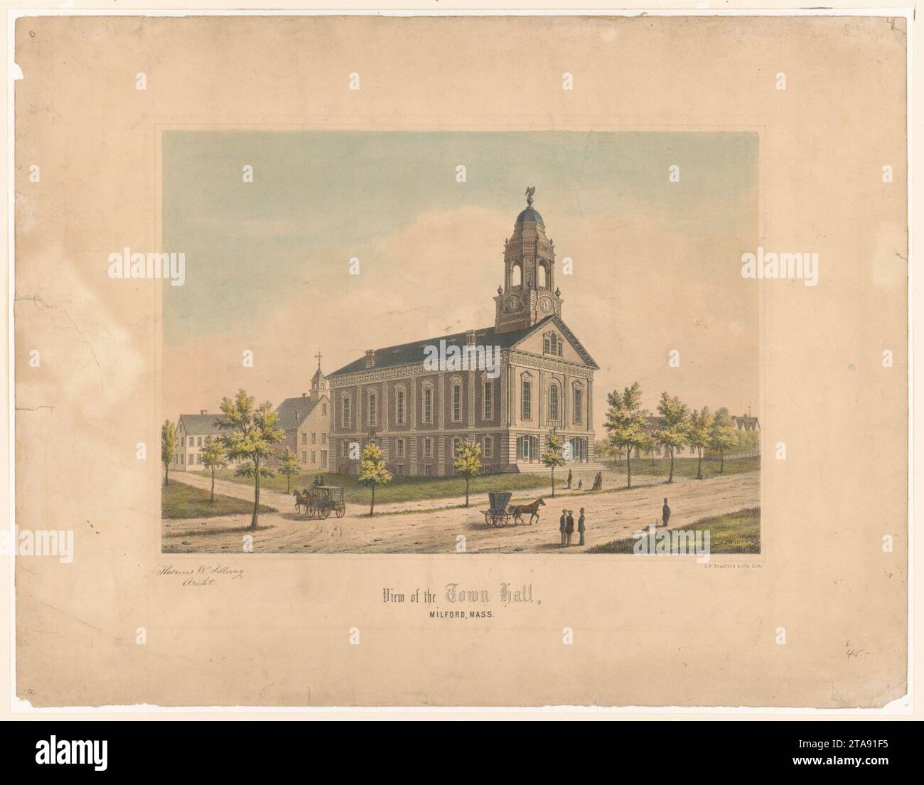 View of the Town Hall, Milford, Mass Stock Photo - Alamy