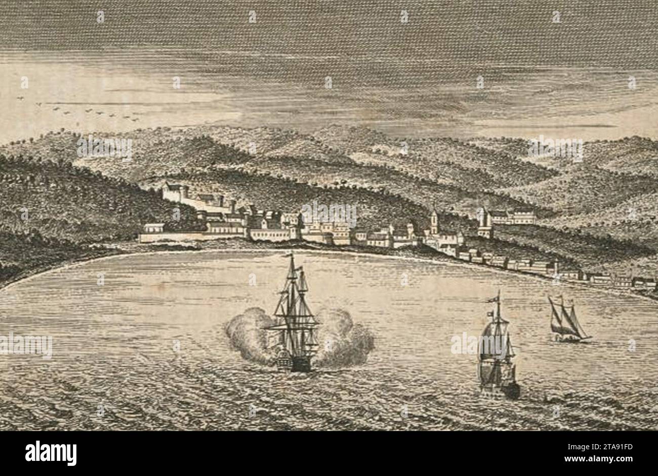 View of the town and road of Fonchal, the capital of Madera (Cropped ...