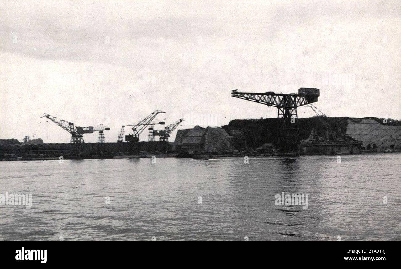 View of the Yokosuka Naval Base, Japan, circa in September 1945 Stock ...